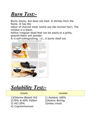 Microscopic View of fibers and their identification , solubility test ...