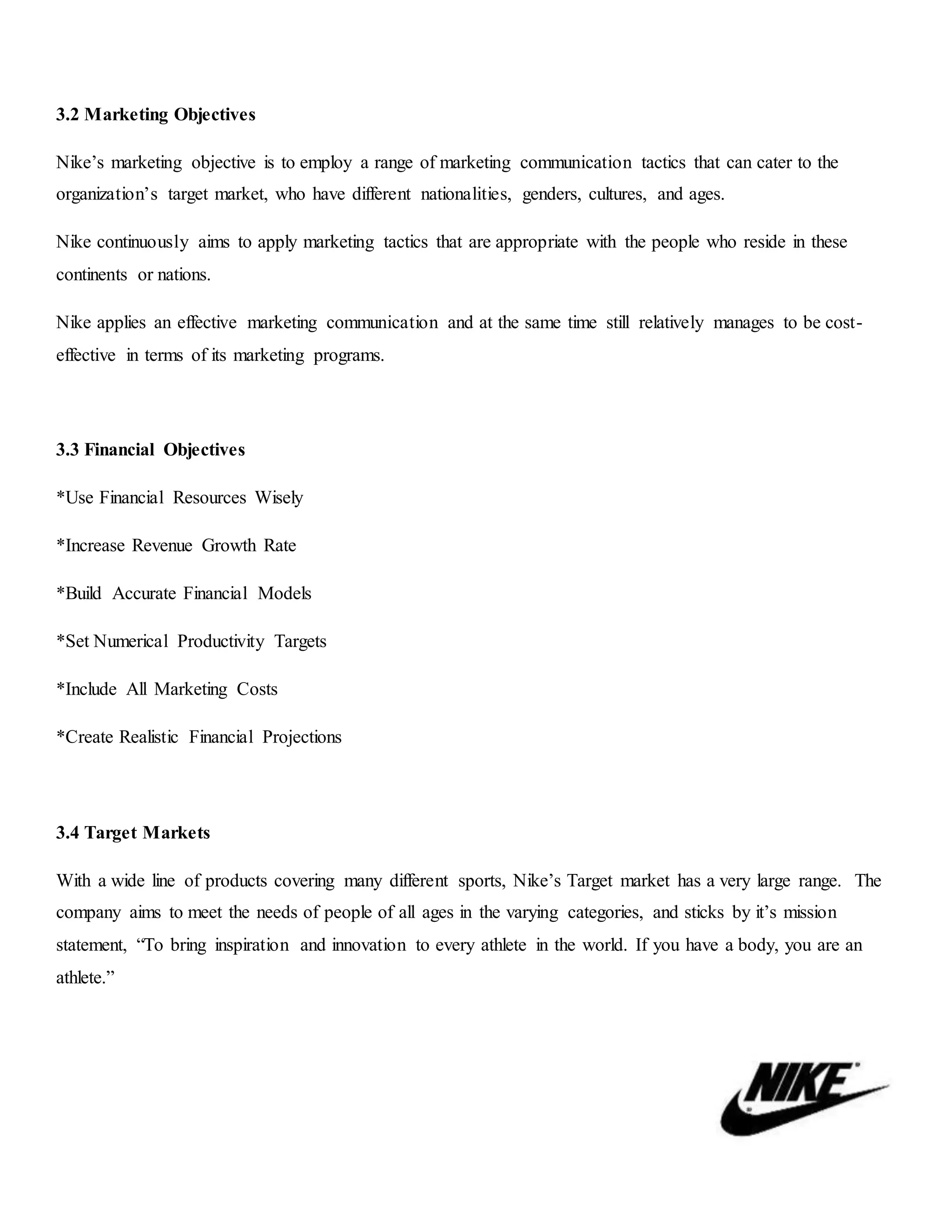 Assignment on Marketing Plan of Nike shoes | DOCX