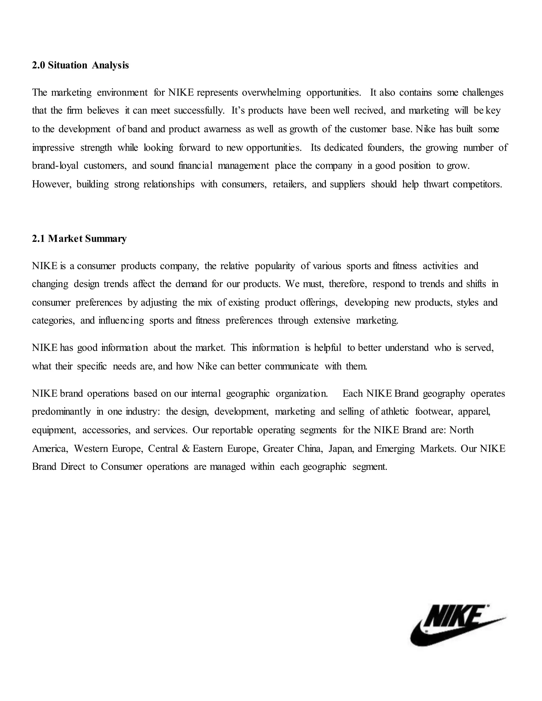 Assignment on Marketing Plan of Nike shoes | DOCX