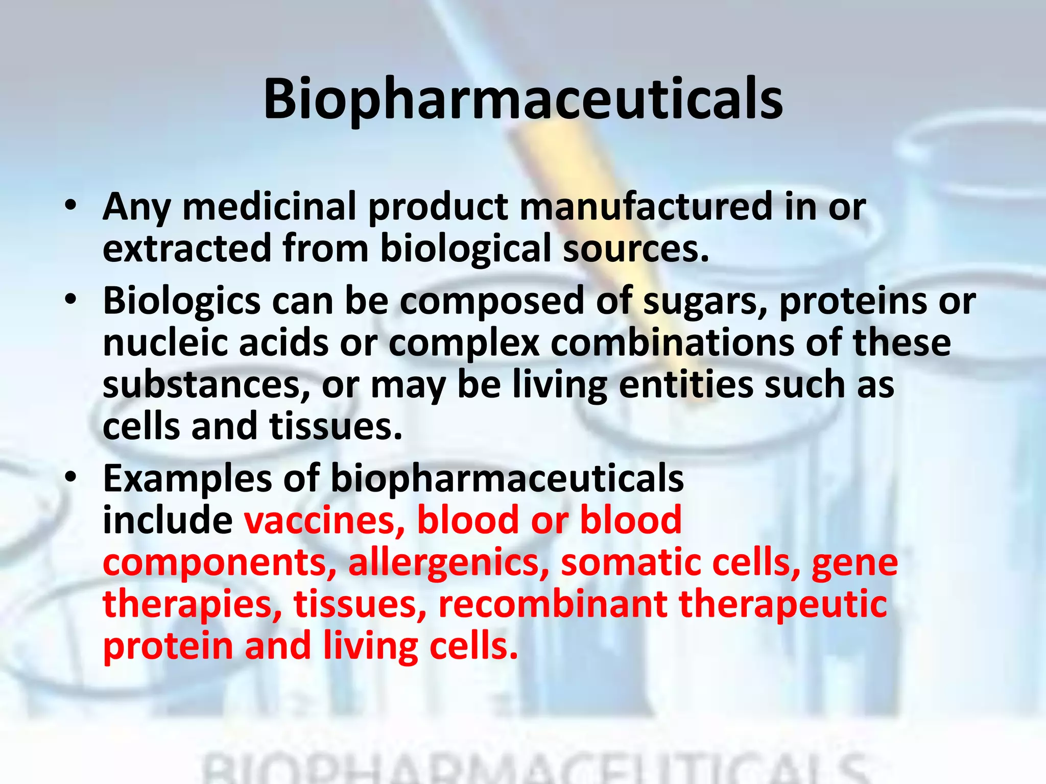 Biopharmaceutical Products, GMP, Manufacturing Facilities for ...