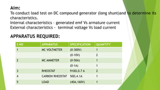 load test on dc compound generator (long shunt) | PPT