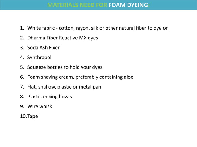 FOAM DYEING TECHNOLOGY | PPTX