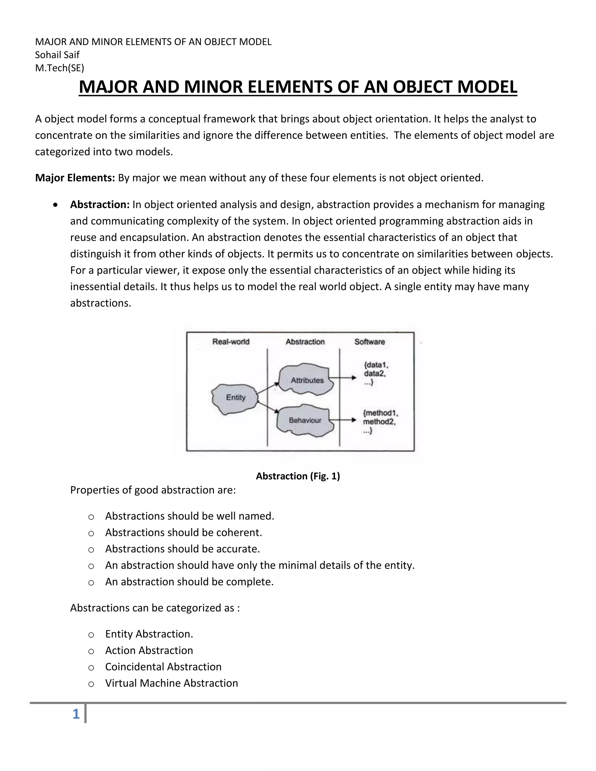 Major And Minor Elements Of Object Model Pdf Programming Languages
