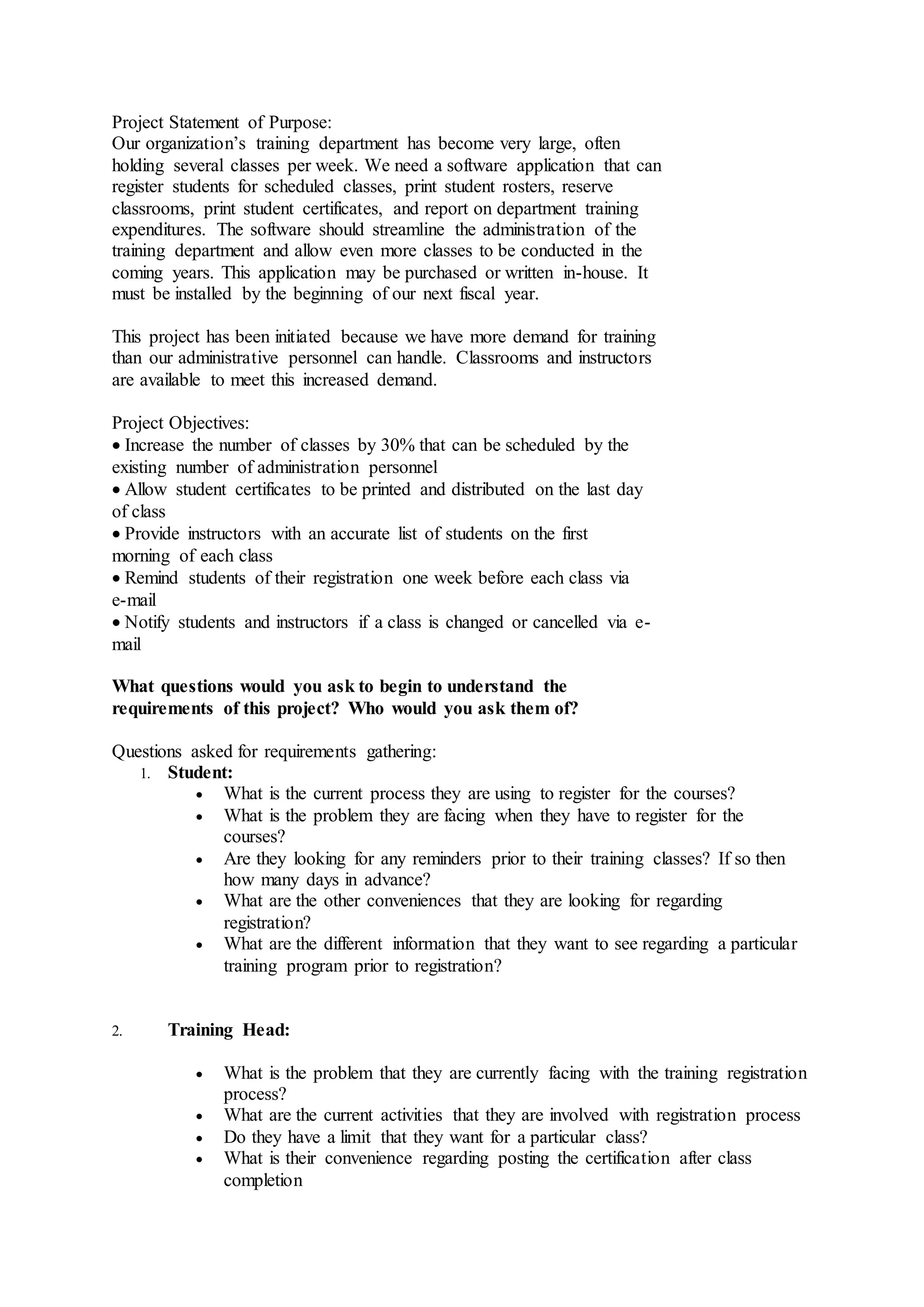 CaseStudy - Business Analyst Project Objectives | DOCX