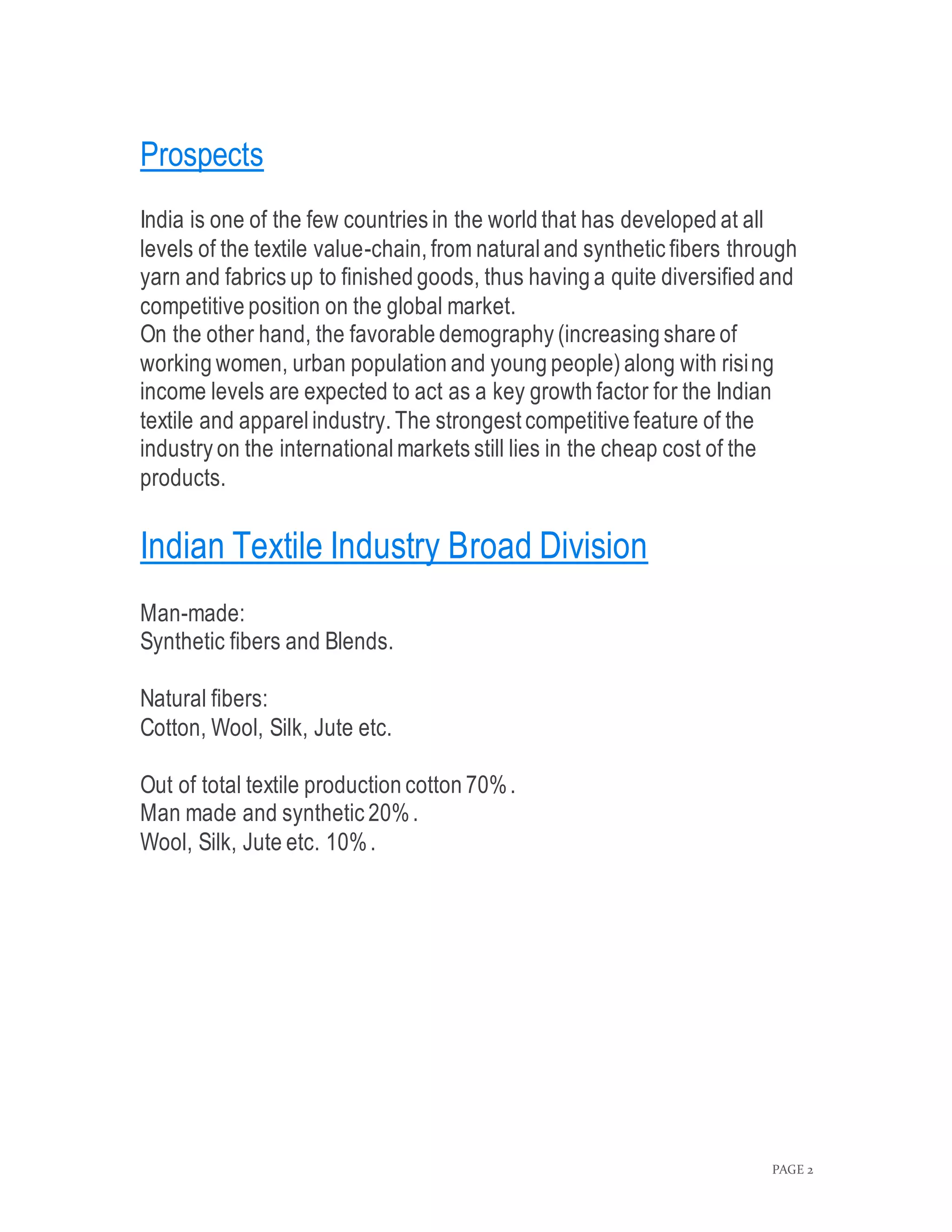 Imports and exports of Indian textile industry | DOCX