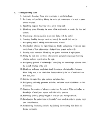Teaching Reading Skills | DOCX