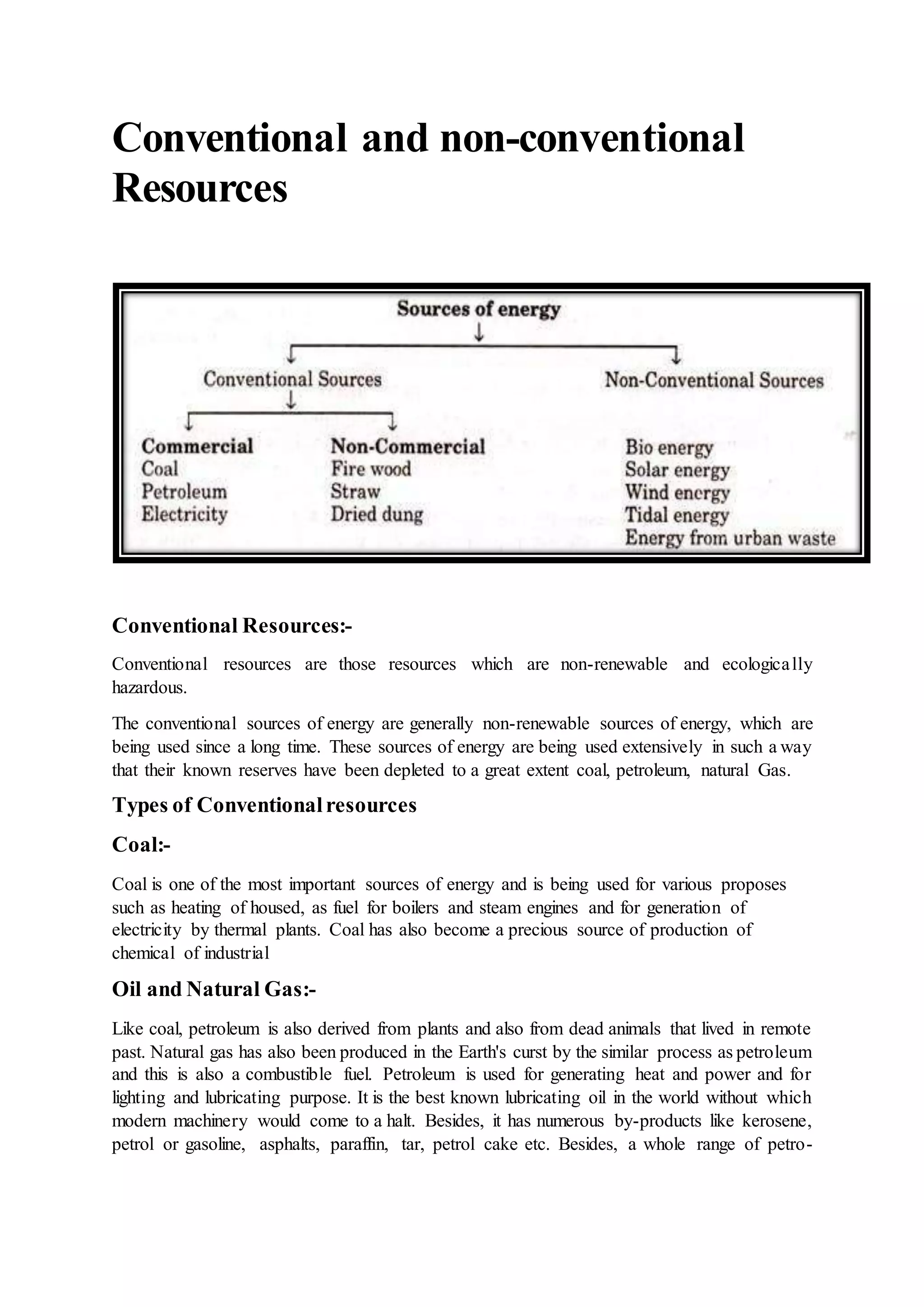 Conventional and Non conventional Energy sources | DOCX