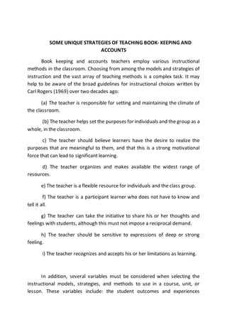 STRATEGIES IN TEACHING KEEPING BOOK KEEPING AND ACCOUNTING | DOCX