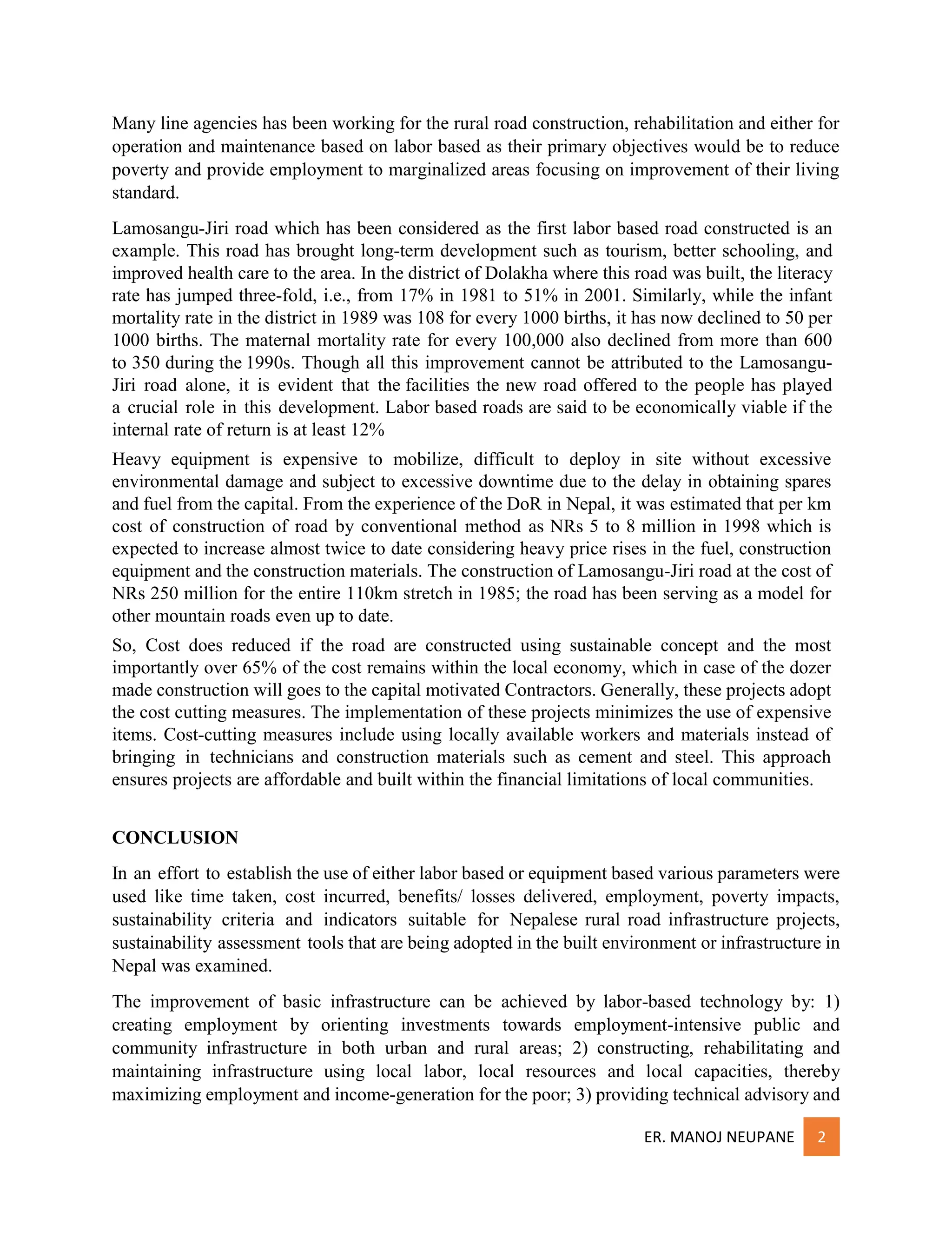 Why Labor Based Technology in Nepal | PDF