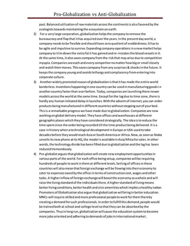 GLOBLIZATION PRO VS ANTI | PDF