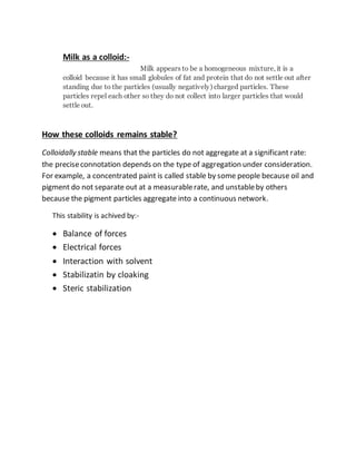 Assignment .Natural example of colloids | PDF