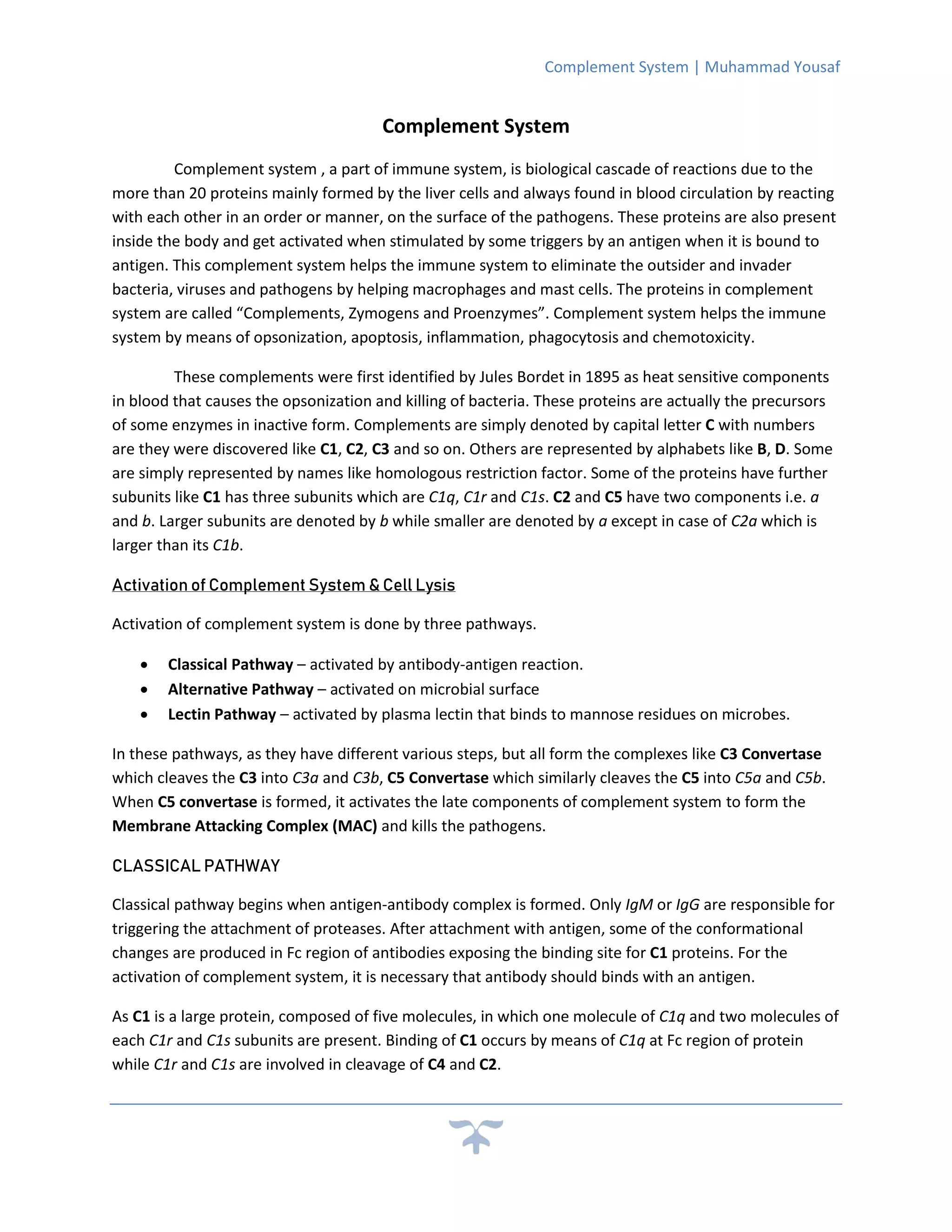 Complement System in Immunology- Immunology | PDF