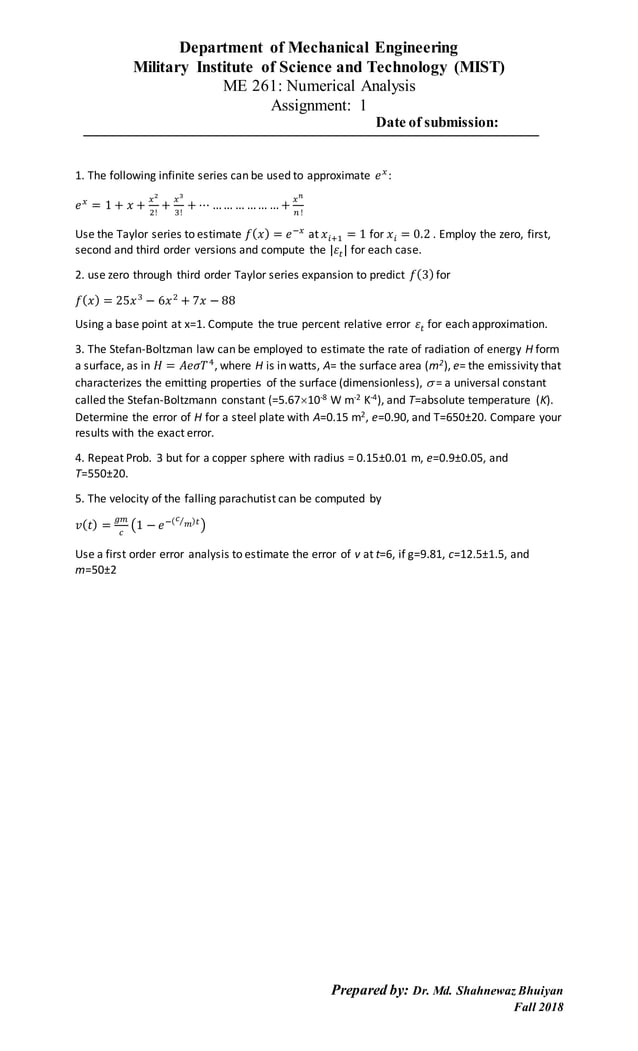 Assignment 1(error analysis) | PDF