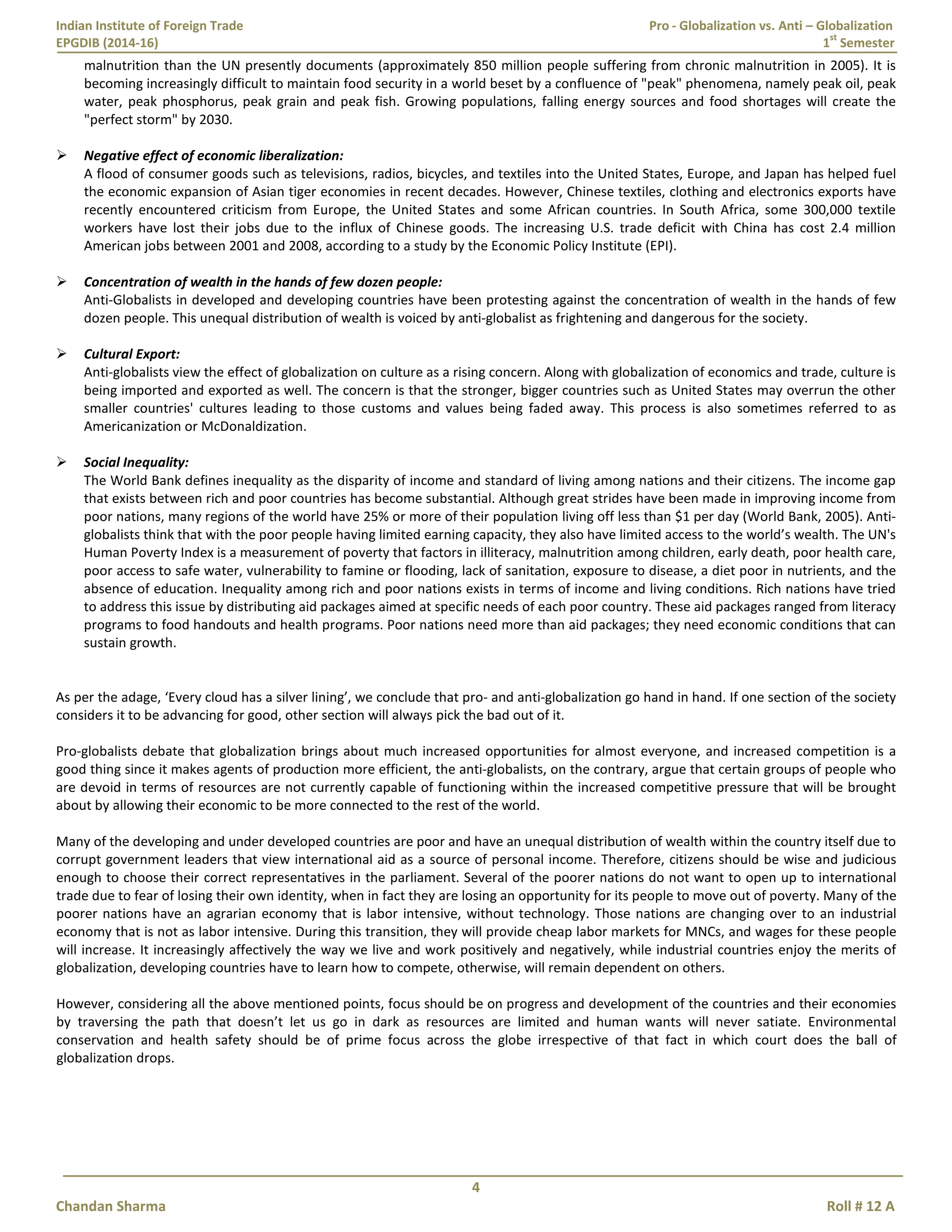 Pro-globalization vs. Anti-globalization | PDF