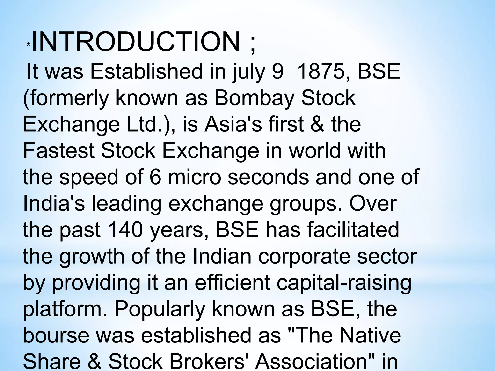Bombay stock Exchange | PPTX