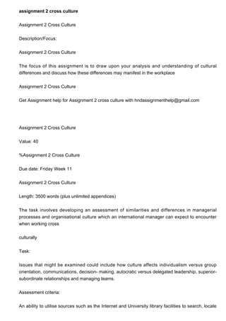 Assignment 2 Cross Culture | PDF | Business Administration | Business