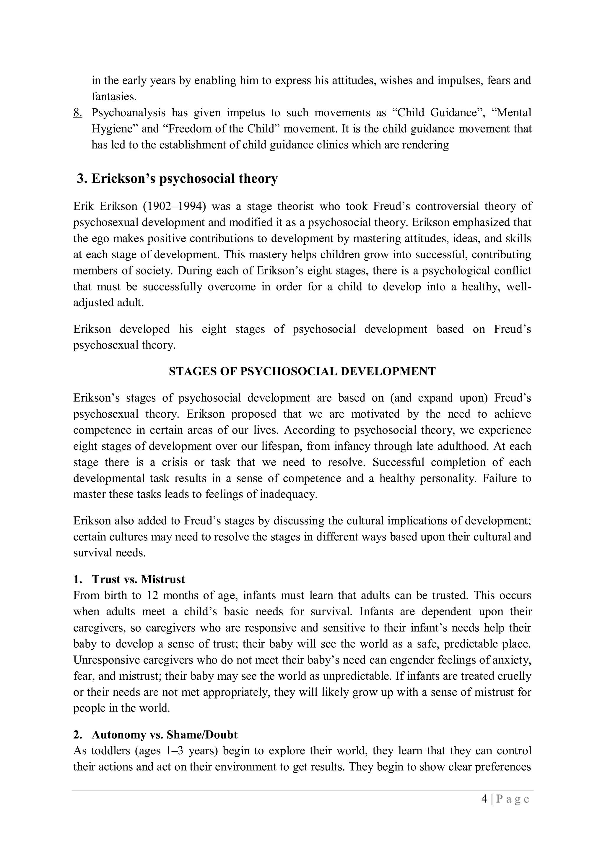 Nature and nurture, Piagot’s theory of cognitive development, Freud’s psychoanalytical ...