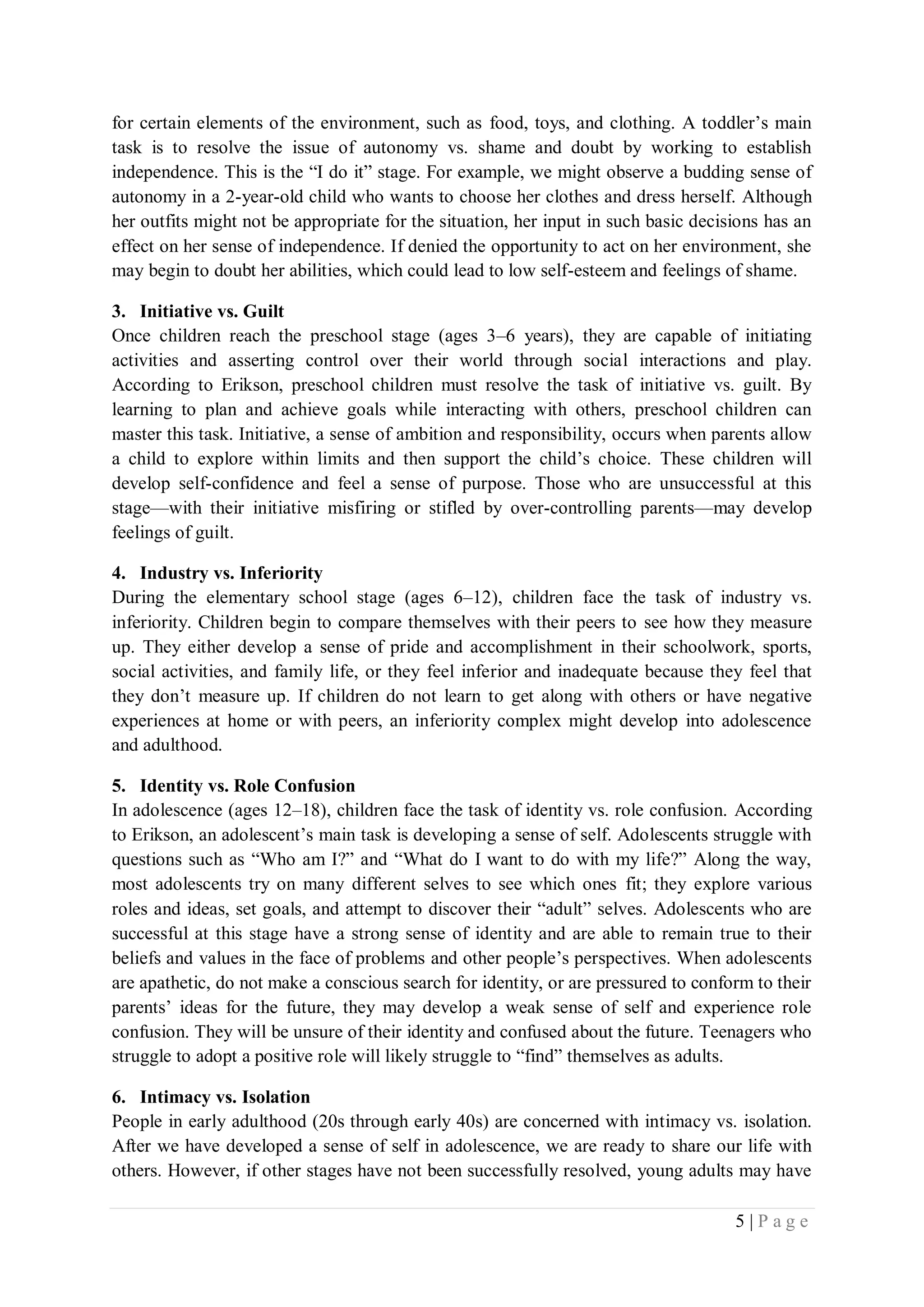Nature and nurture, Piagot’s theory of cognitive development, Freud’s psychoanalytical ...