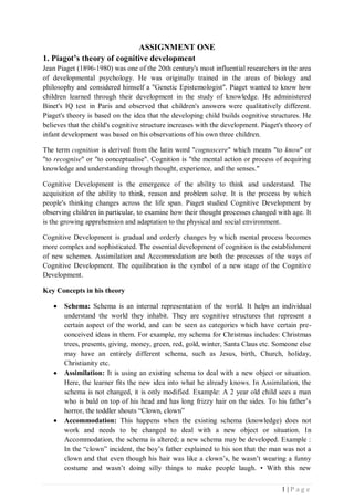 Nature and nurture, Piagot’s theory of cognitive development, Freud’s psychoanalytical ...