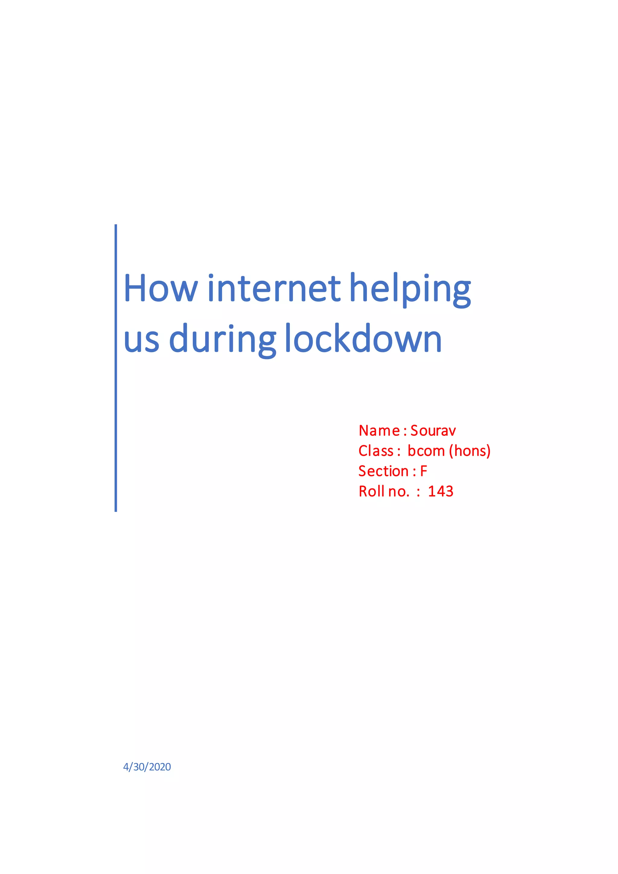 how internet helping us during lockdown | PDF
