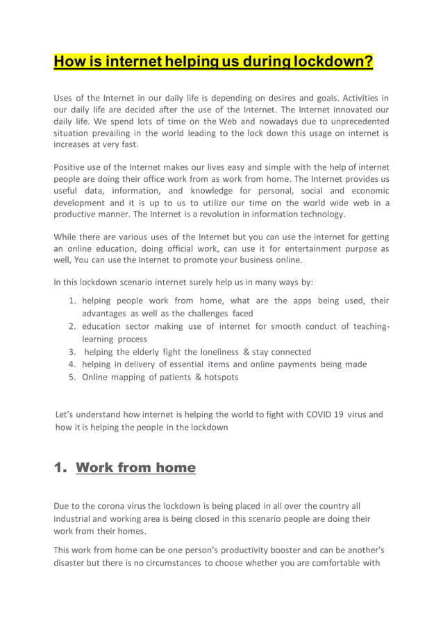 how internet helping us during lockdown | PDF