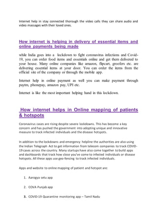 how internet helping us during lockdown | DOCX