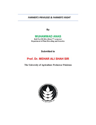 farmers rights and farmer privileges | DOCX