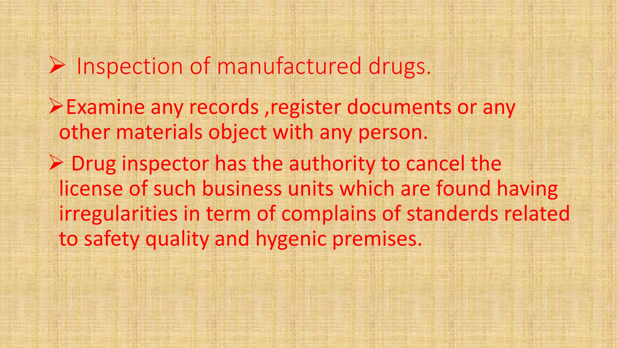 drug inspector | PPTX