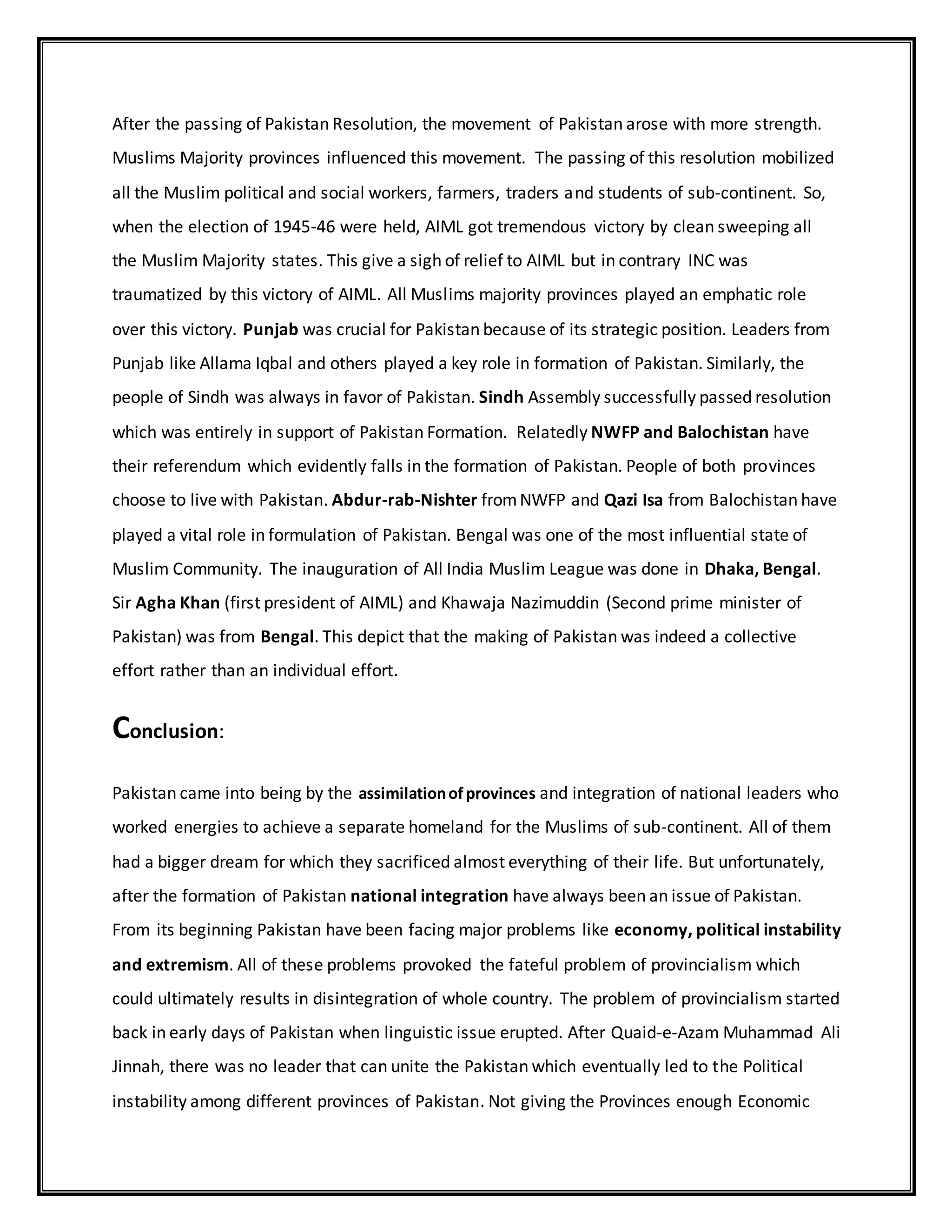 Challenges of Pakistan before Independence. | DOCX