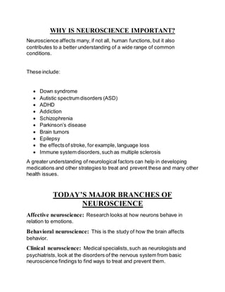 HISTORY OF NEUROSCIENCE | DOCX | Brain and Nervous System Disorders ...