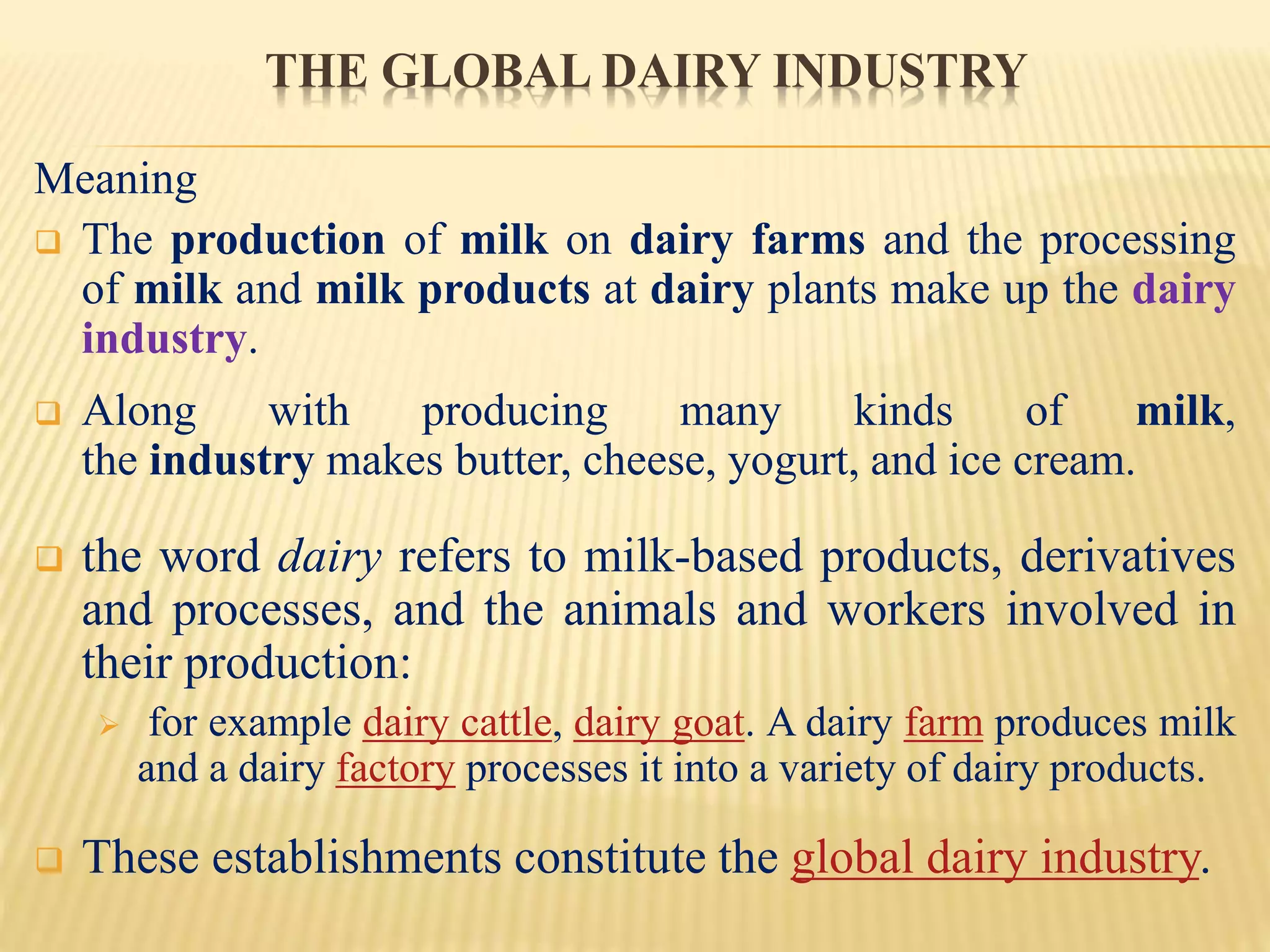 The Dairy Industry In The World Economy | PPTX