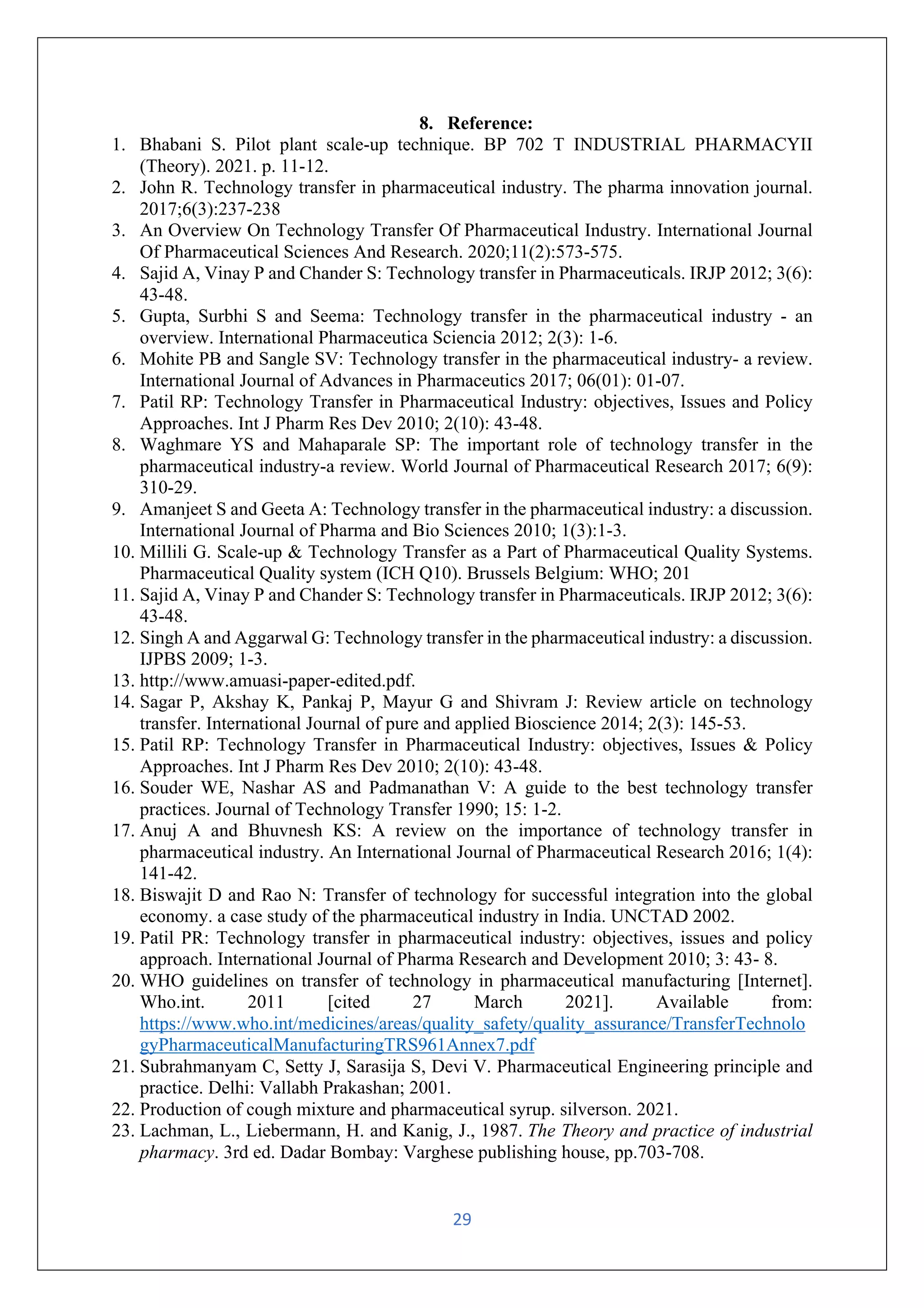 technology transfer of liquid oral and supac guidelines | PDF