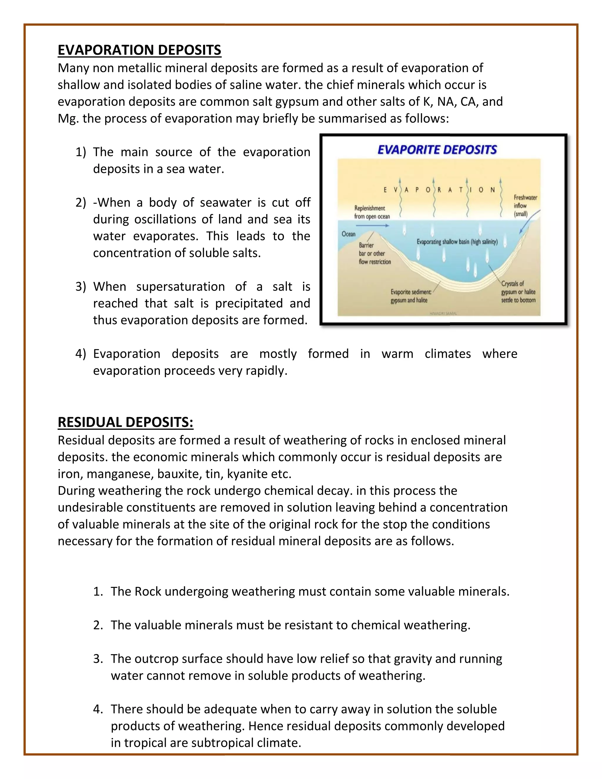 Classification of Ore Deposits | Economic Geology | PDF