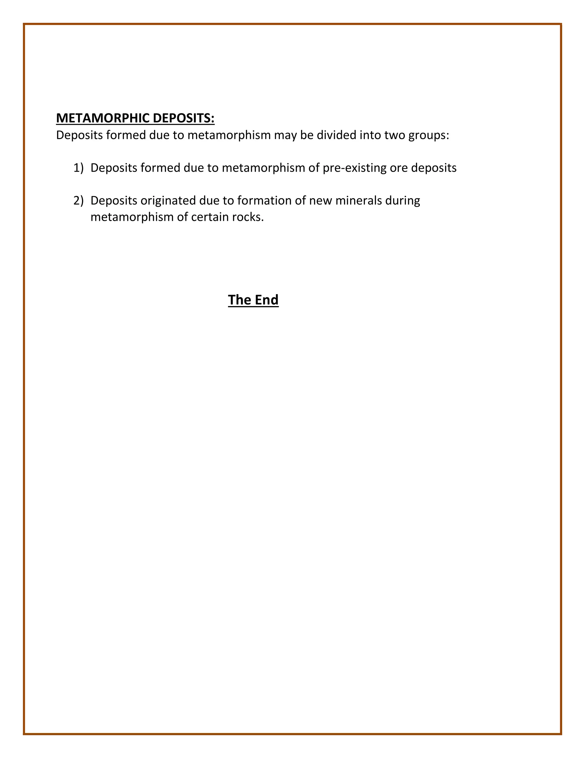 Classification of Ore Deposits | Economic Geology | PDF