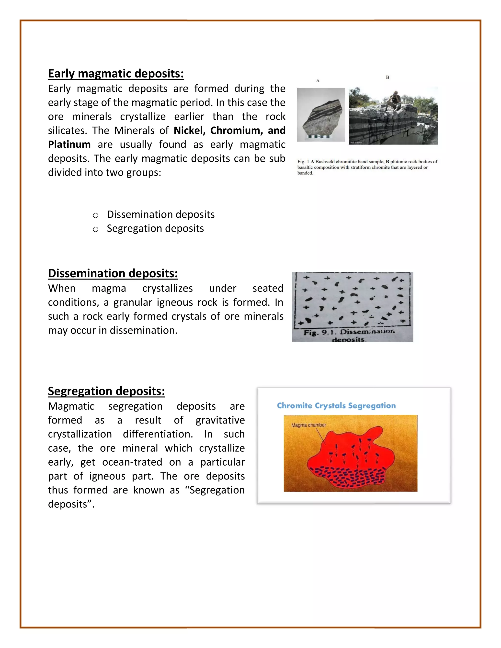 Classification of Ore Deposits | Economic Geology | PDF