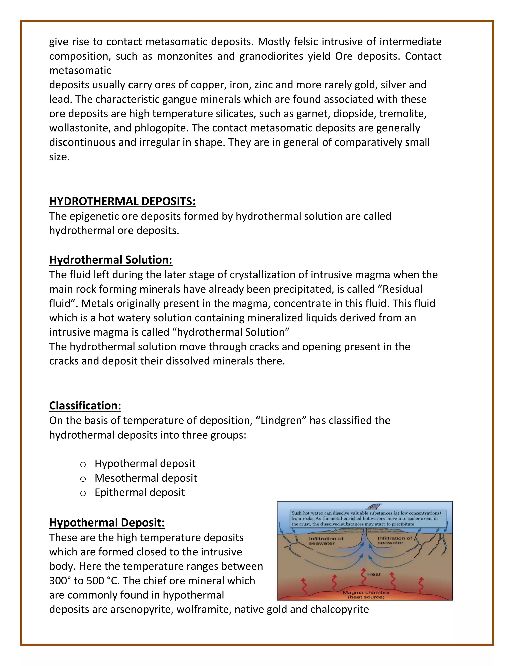 Classification of Ore Deposits | Economic Geology | PDF