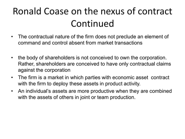 Adolf Berle and Gardeners Means on separation of ownership and control ...