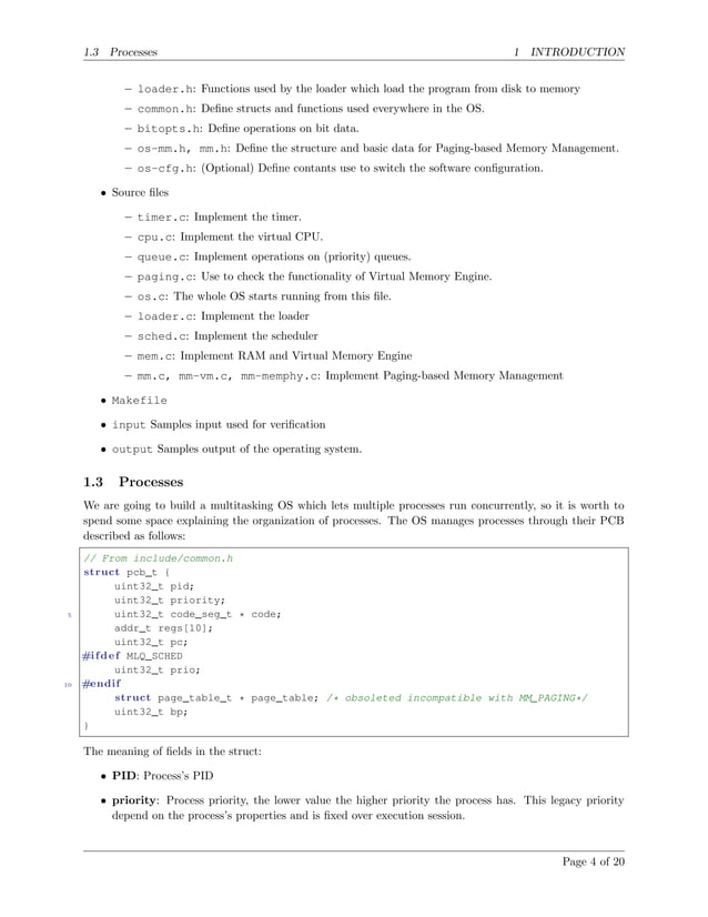 Bài tập lớn hệ điều hành HCMUT_HK232.pdf | Operating Systems | Computer Software and Applications
