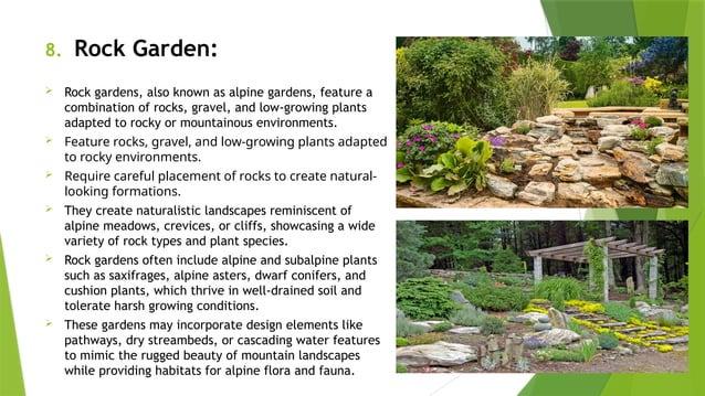 PPT on specialized gardens like rock garden, water garden etc. | PPTX | Landscaping | Home & Garden