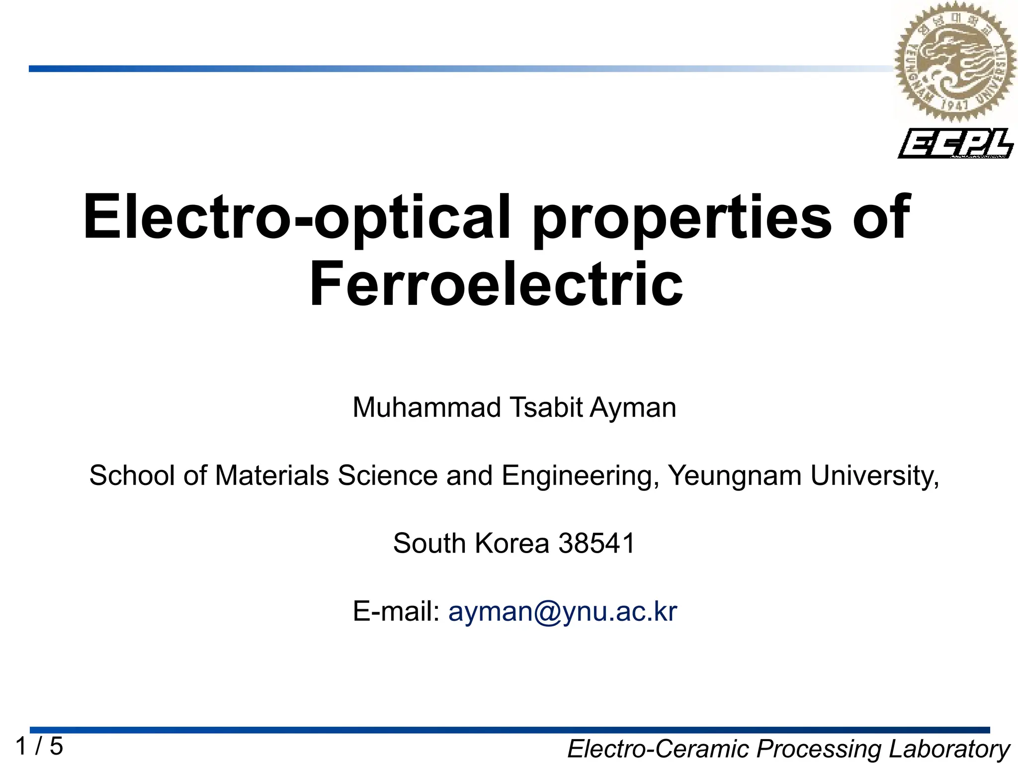 Electro-optical properties of ferroelectric materials | PPT
