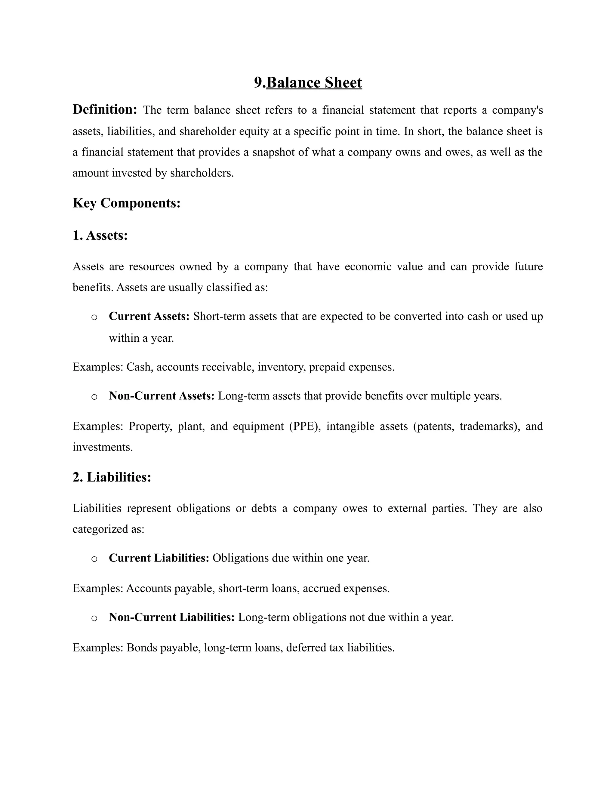 Accounting balance sheet for bba student | PDF