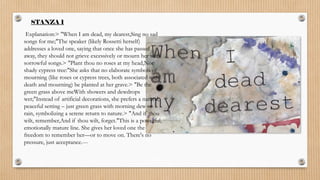 poem :WHEN I M DEAD MY DEAREST WRITTEN BY CHRISTINA ROSSETI | PPT