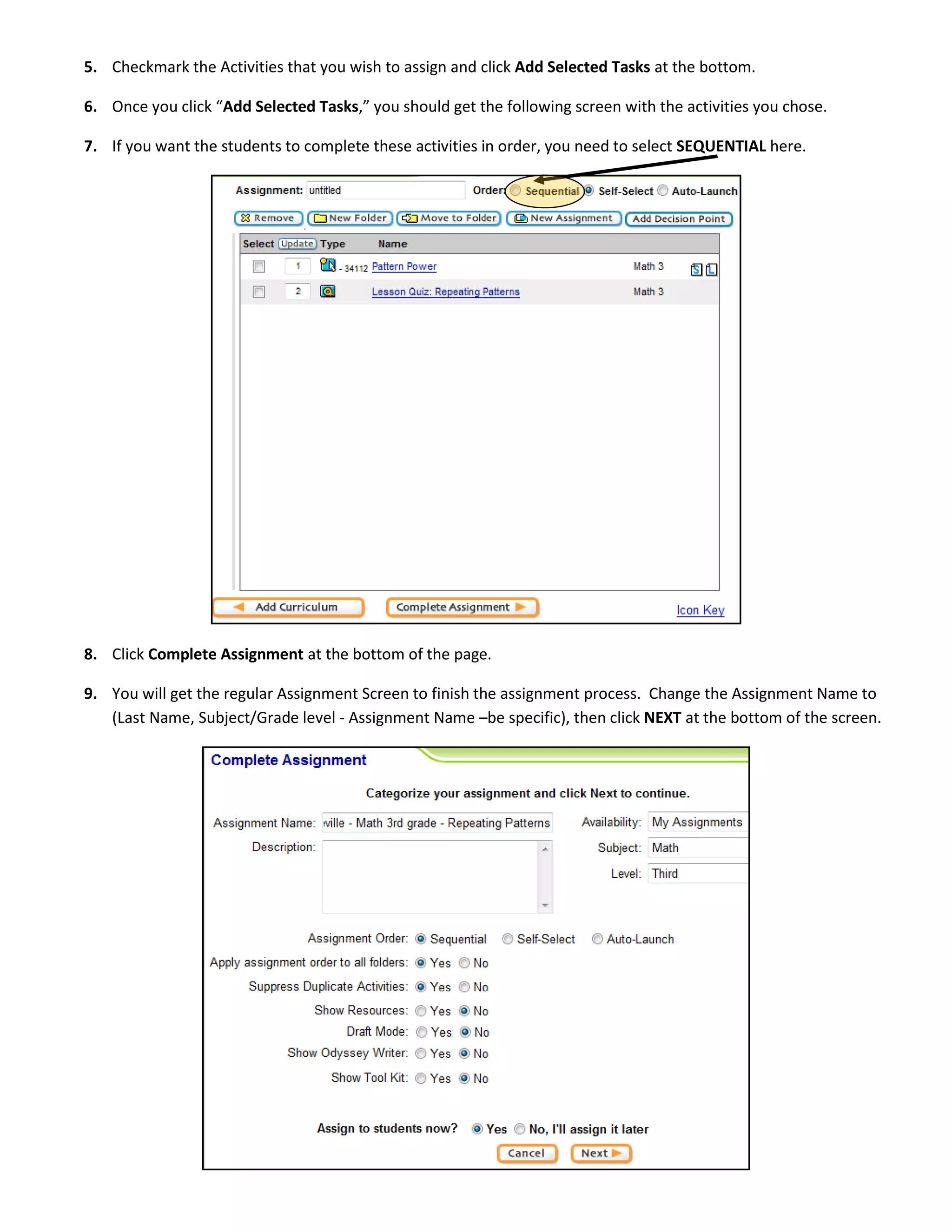 Assignment builder-in-odyssey-curriculum | PDF