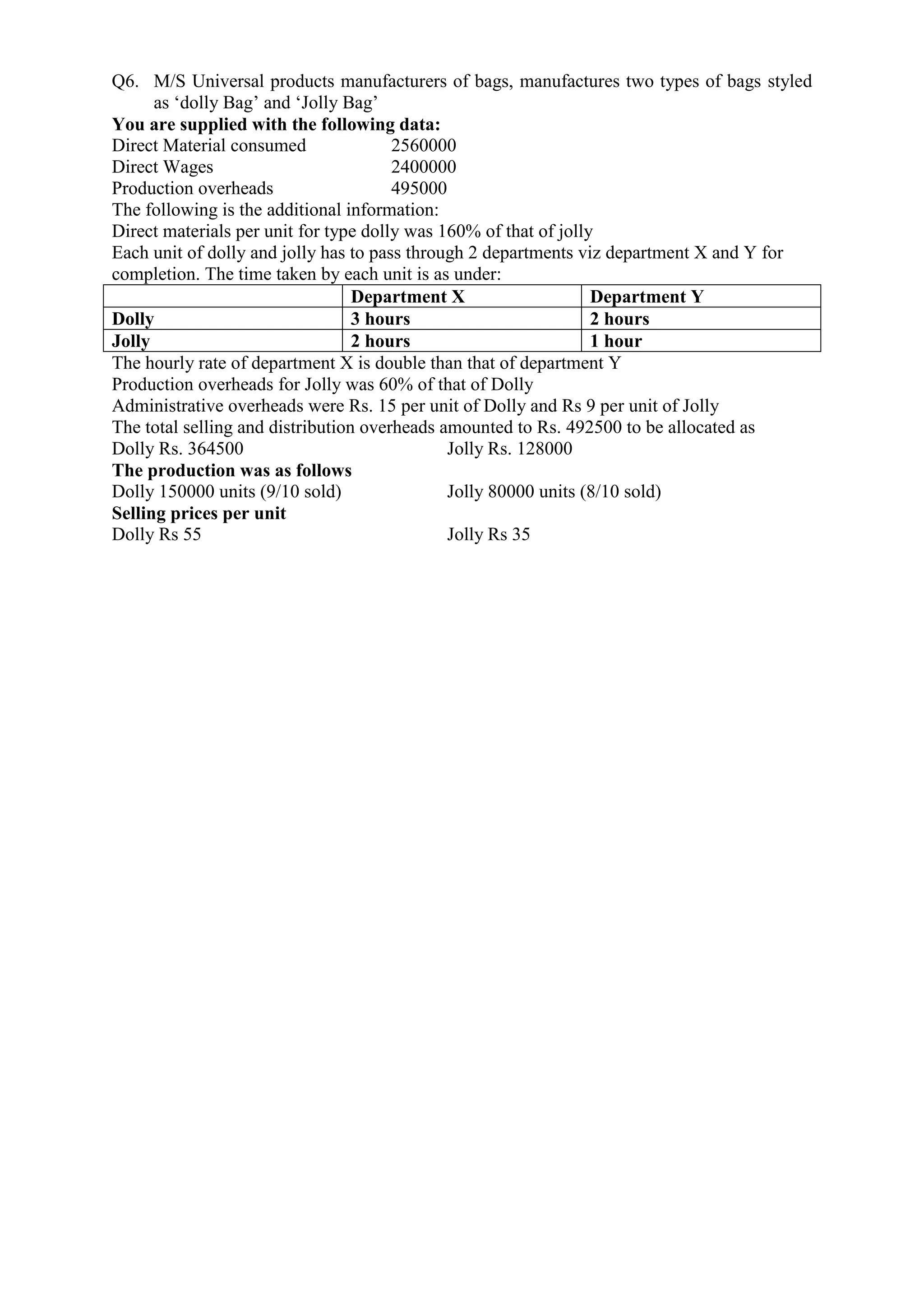 Assignment cost sheet sums | PDF