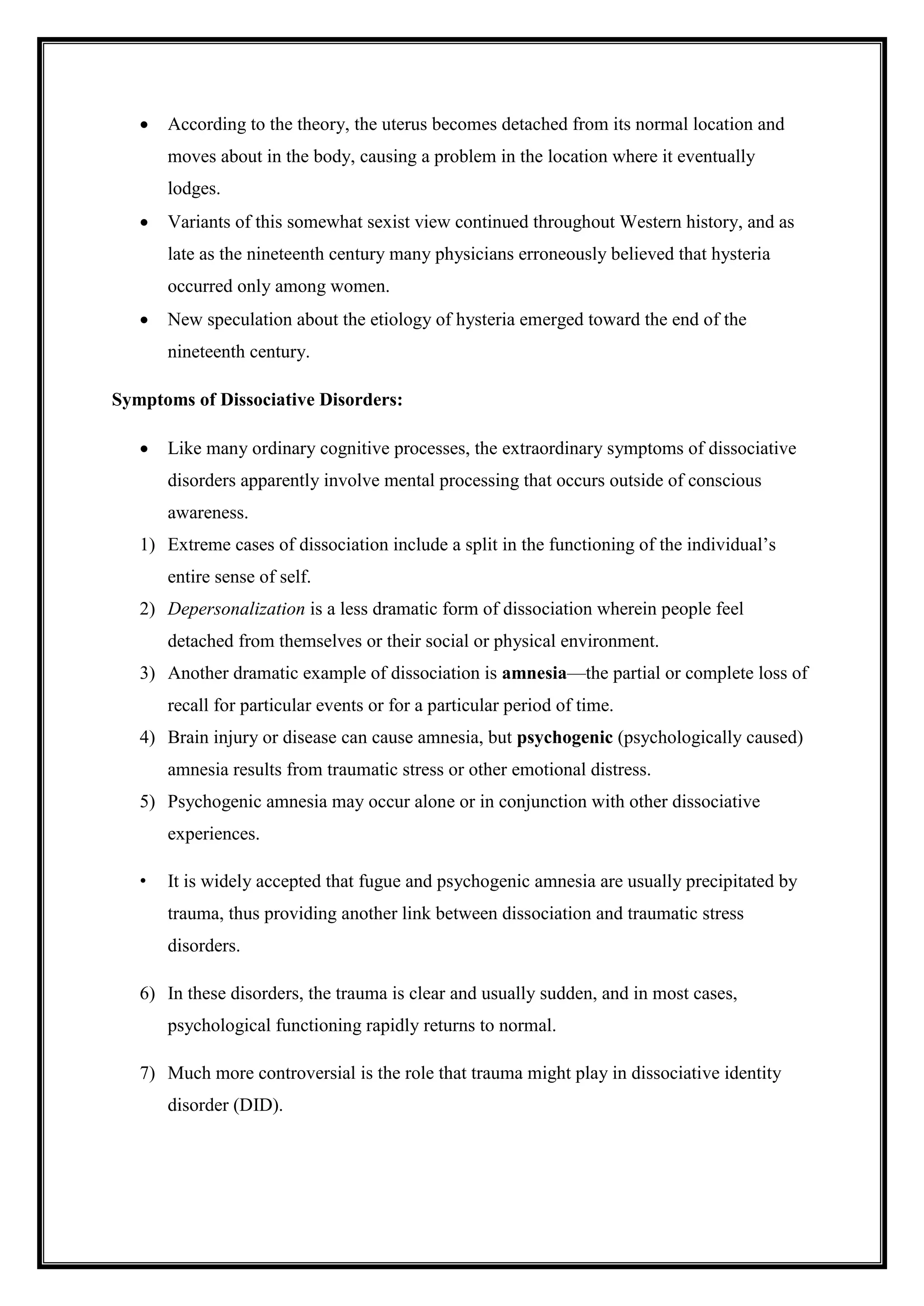 Assignment- Dissociative disorders. docx | DOCX