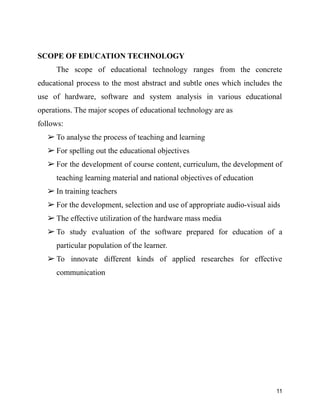 Educational technology, concept, objectives and scope | PDF