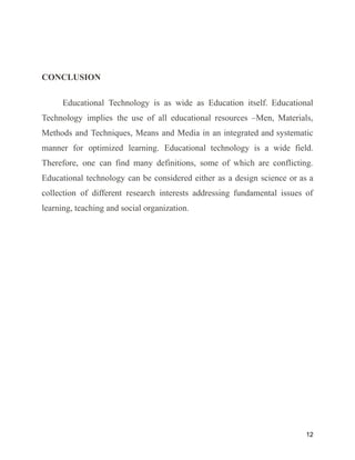 Educational technology, concept, objectives and scope | PDF