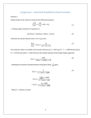 Linear Control Hard-Disk Read/Write Controller Assignment | PDF
