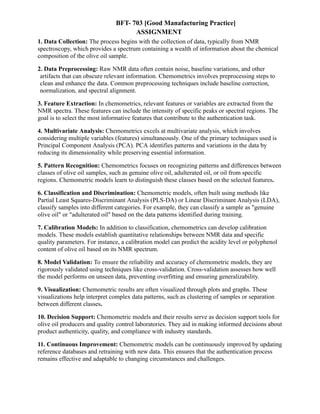 GMP Assignment samples can be used for training | PDF