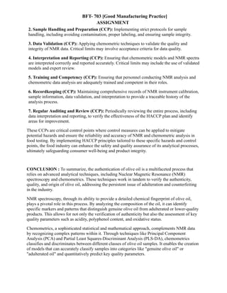 GMP Assignment samples can be used for training | PDF